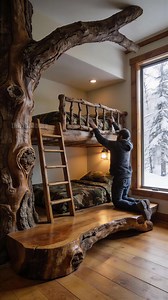 Rustic Treehouse Bunk Bed Transformation! #diy #construction #bedroom | Visionary Designs