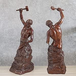 【100% Bronze Statue】 Self Made Man 18.5″ Bronze Self-Sculpting Sculpture for Home Decor