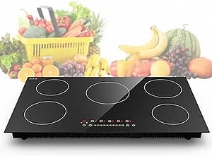 VBGK Induction Cooktop, with 5 Burners Desktop Built-in Cooktop, 7400W 240V Induction Stovetop 9 Power,Levels Sensor Touch Control,Child Safety Lock,1-99 Minutes Timer,Induction Burner