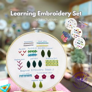 DIY Beginner Embroidery Kit: 3 Stitch Variations, All-inclusive Set - Etsy