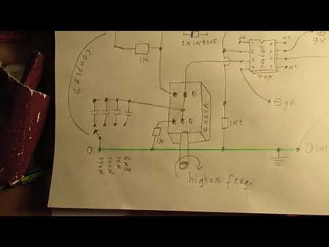 Variable freq. sine wave generator 20 Hz-18 kHz schematic, demo & drawing with 741 Opamp part 1