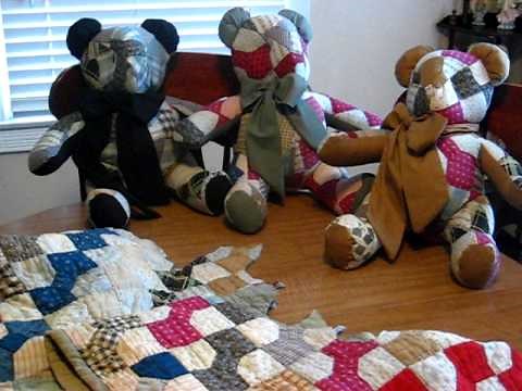 Hand made (Quilt) Memory Teddy Bears