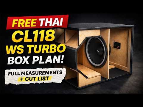 WS Turbo D18 Box Plan | Thai CL118 🔥 Full Measurements + Cut List | 18” Subwoofer Build Guide