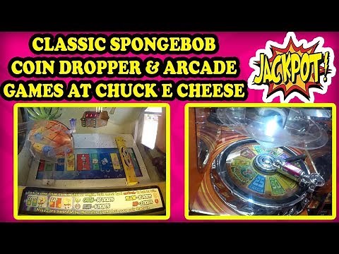 Classic Spongebob Squarepants Coin Dropper Arcade Game at Chuck E Cheese! We have some BIG WINS!
