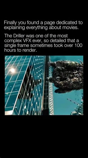 Explaining a Movie on Instagram: "@explainingamovie teaches you something new about movies everyday! The Driller, a massive Decepticon seen in Transformers: Dark of the Moon (2011), was one of the most technically complex visual effects ever attempted by Industrial Light & Magic (ILM). Composed of hundreds of thousands of moving parts, the creature was designed to feel both alien and mechanical, with each segment intricately animated to interact with the destruction of Chicago’s skyscrapers. The