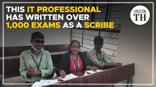 At a time when visually-challenged students are struggling to find scribes, there is Pushpa N.M., a Bengaluru-based scribe, who has helped write a total of 1,070 examinations so far. Not just blind students, but Pushpa has examinations across various subjects and streams for students with physical and mental disabilities. She writes examinations for people with visual impairment, cerebral palsy, Down’s syndrome, autism, dyslexia, lower IQ levels, memory problems, slow writers, and regular studen
