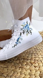 Wedding Converse for Bride, Blue Wedding Flowers Embroidered Shoes Custom, Bridal Flowers Embroidered Sneakers, Custom Converse for Wedding - Etsy