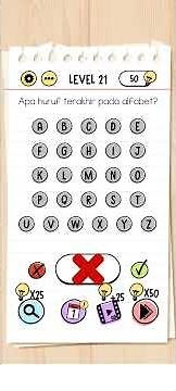 Brain Test Level 21 - Apa huruf terakhir pada alfabet ?