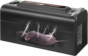 Electric Mouse Trap Zapper Indoor for Home, Rat Trap for House with Upgraded Anti-Escape Door & 6000V-9000V Electrical Voltage, Reusable Rodent Trap Zapper for Squirrels Rats Mice Chipmunks