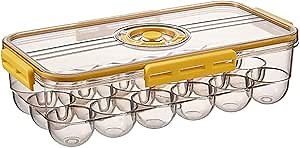 Egg Organizer Box, Egg Organizer Container,Portable Egg Case,Plastic Egg Container, Egg Holder, Egg Storage Bin Stackable Egg Storage Containers Clear Egg Tray Storage Box ,With Lid,18 Grid