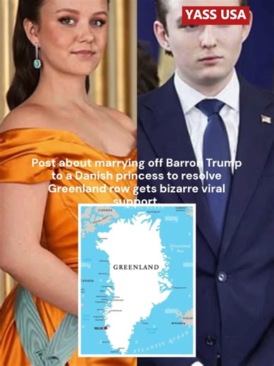 A viral post suggests marrying Barron Trump to a Danish princess to “solve” the Greenland dispute and millions are arguing whether it’s genius or just unhinged internet humor. #barrontrump #greenland #denmark #princess #viralpost