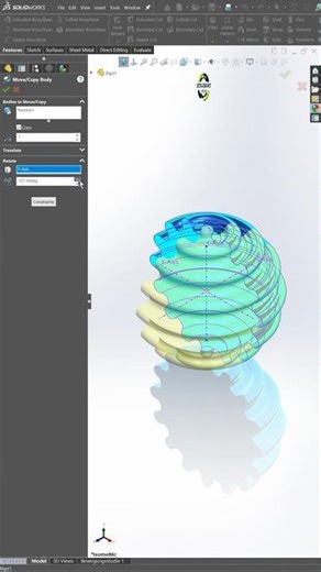 3D CAD Modeling Organic Spiral Sphere in SolidWorks