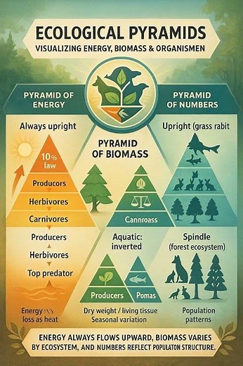 Ecological Pyramids Explained in 45 Seconds | Energy, Biomass, Numbers | UPSC GS-III #upsc