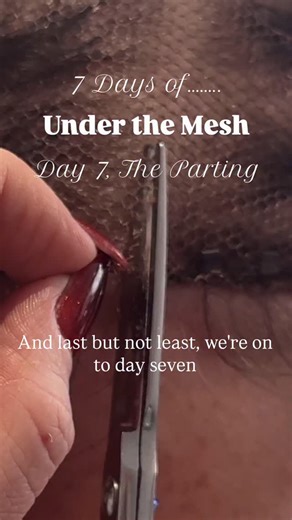 Emy | Hair Replacement Consultant | Educator on Instagram: "Day 7. The parting that makes all the difference ✨ This is where realism lives. Removing excess mesh isn’t just about how it looks, it’s about how it wears. Cleaner scalp access, better cleansing, softer parting, and a closure that actually disappears into the skin, instead of seeing that mesh through the transparent lace. This is the detail work. The quiet flex. The difference between good work and undetectable work 👀 . . #meshintegra