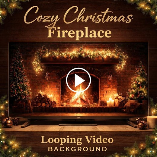 Christmas Fireplace Loop Video | Cozy Animated Background, Seamless Loop | Virtual Background for OBS, Streaming, Holiday Decor - Etsy