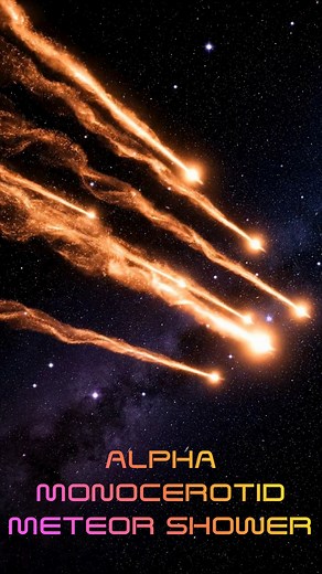 Imagine a meteor shower so swift, the entire sky bursts in fiery light and disappears before you even catch your breath. 🌠🔥 The Alpha Monocerotids aren’t your typical, slow-moving shower, they erupt in a sudden, explosive wave that can transform the heavens in mere seconds. When they arrive, it’s chaos: meteors rain down in a flurry, each blazing a fiery orange path through the darkness and leaving behind a glowing streak of heat and dust. Most meteor showers stretch out for hours. With this o