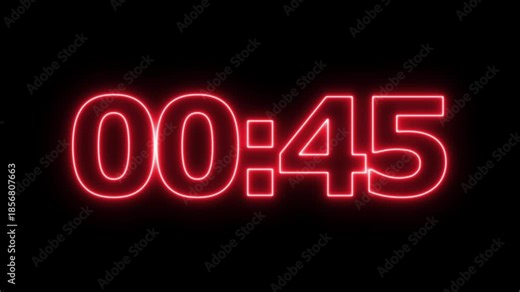 glowing neon 50 seconds timer countdown animation, countdown timer 50 seconds animation from 50s to 0s countdown 50 seconds countdown timer animation on transparent background