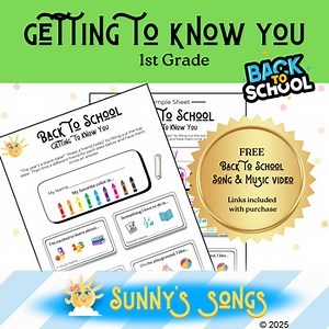 Getting to Know You Activity Page with Song - 1st Grade - Back to School