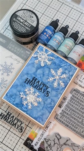 Tim Holtz Alcohol Ink Holiday Card by ‪@joyofstamping6979‬