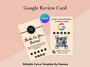 Google Feedback Card Template Canva Editable | QR Code Rating Request | Customer Testimonial Sign - Etsy Canada