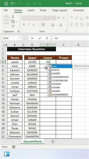 Text Convert into Upper, Lower & Proper in excel 😱 #viral #excel #trending #explore #shorts #viral