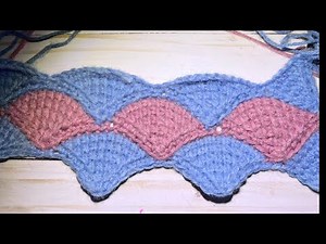 Tunisian Crochet: How to Tunisian crochet shell stitch pattern bi color
