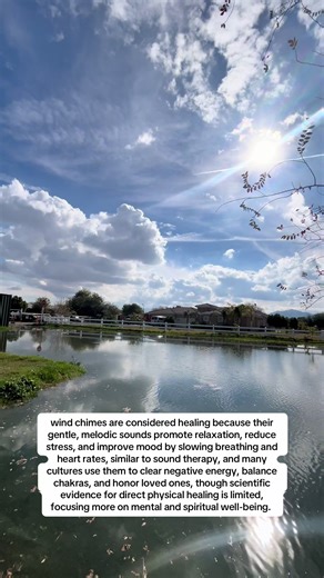 wind chimes are considered healing because their gentle, melodic sounds promote relaxation, reduce stress, and improve mood by slowing breathing and heart rates, similar to sound therapy, and many cultures use them to clear negative energy, balance chakras, and honor loved ones, though scientific evidence for direct physical healing is limited, focusing more on mental and spiritual well-being.