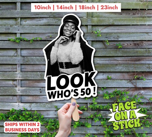 Look Who’s 50 Birthday Photo Prop Fan Personalized Face on a Stick | Custom 50th Birthday Face Fan | Picture Hand Fan Party Prop - Etsy