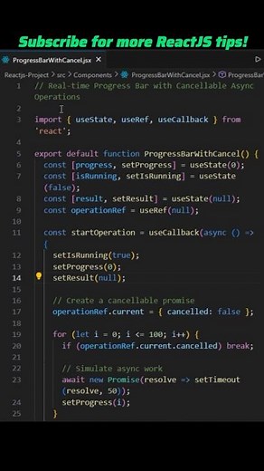 Progress Bar with Async Operation using ReactJS Implementation #reactjs #interviewquestions #async
