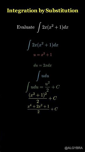 Integration by Substitution (u-Substitution) 🧪#maths #Algybra