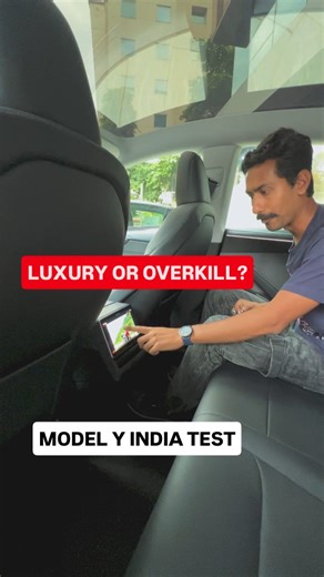 3.4K views | Luxury? Tech? Or just plain cool? You decide. The Tesla Model Y gives rear passengers their own 8-inch touchscreen — watch YouTube & Netflix, play games like Stardew Valley & Cuphead, control AC, adjust seats, even toggle heating! Tesla Model Y rear touchscreen features | Tesla Model Y India review | Tesla rear seat entertainment | autoX] #TeslaModelY #ElectricSUV #TeslaIndia #autoX #RearSeatLuxury #EVFeatures #CarReels | autoX | Facebook