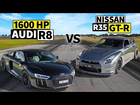 Same Speed Shop Drag Duel! 1650hp R35 GT-R vs 1600hp Audi R8