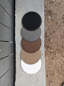 Engraved Leather Coaster Set: Custom Logo, Corporate Gift - Etsy