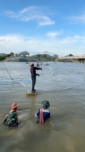 A Village fisherman throw cast net fishing in the river #fishing , #fishinglife , #reelfb , #outdoors #rural , #fishing #reel2025 | Nimit Village
