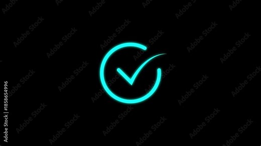 Check mark symbol. Approved tick mark icon animation on a black background for verification and confirmation concept