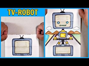 How to Draw a Robot Television Folding surprise Drawing | #StayHome and Draw #WithMe
