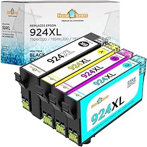 Houseoftoners Remanufactured 4-Pack Replacement for Epson T924XL Ink Cartridge for Epson Workforce Pro WF-C4810 Color MFP WF-C4310 (BCMY)