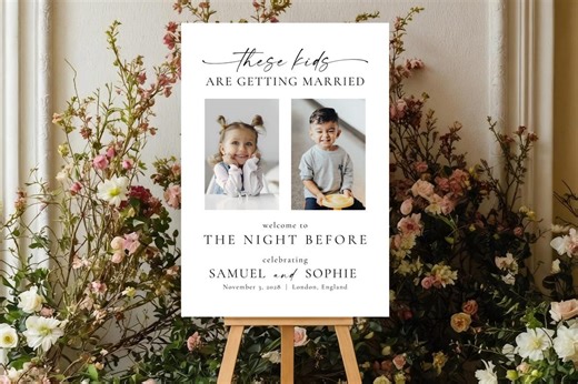 These Kids Are Getting Married Sign: Rehearsal Dinner Photo Template (canva Digital Download), MC25 - Etsy