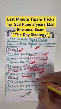 SLS 3 years LLB Entrance Exam The day Tips & Tricks
