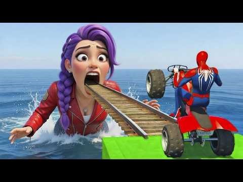 SPIDER MAN against RUMI on Motorcycle in RAINBOW SPIDERS BRIDGE - GTA MULTIVERSE???!