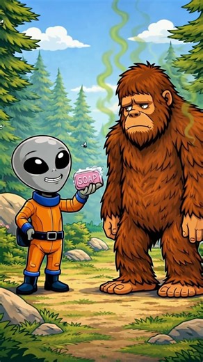 Alien Tells Bigfoot a Dad Joke 🧼👽