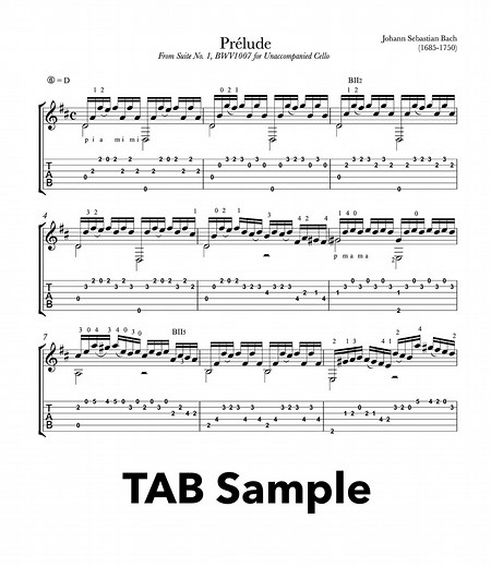 Prelude Cello Suite BWV 1007 for Guitar (PDF)
