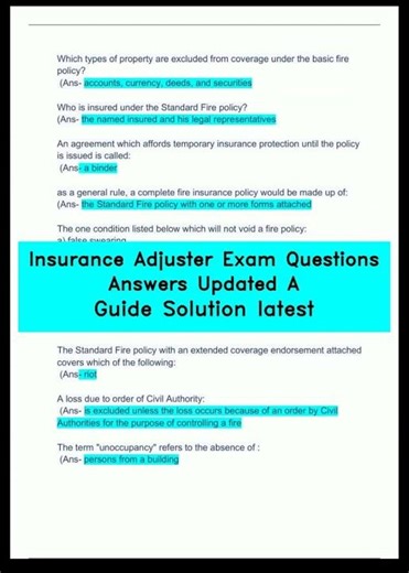 Insurance Adjuster Exam Questions Answers Updated A Guide Solution latest video