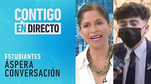 268K views · 3.5K reactions | Karina Álvarez tuvo una tensa conversación con el presidente del Centro de Alumnos del Instituto Nacional, Arturo. El joven criticó la preocupación de los medios por las personas que causan desordenes en medio de la protestas y la conductora de Contigo en Directo respondió: "no podemos pasar por alto que se lancen bombas molotov desde un colegio". | Chilevisión | Facebook