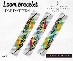 Boho Feather Loom Bracelet Pattern – Native American Style Beading Design, 3 Color Variations – PDF Instant Download - Etsy