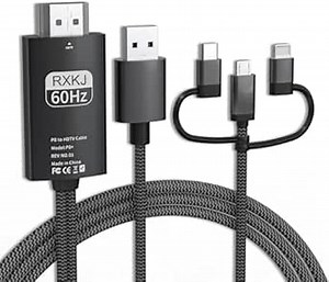 Micro USB to HDMI，USB-C to HDMI Cable Phone to tv Adapter Android High Speed USB Type-C to HDMI 2.0 Braided Cable (Compatible with Thunderbolt 3/4), (HDMI 3-in-1)