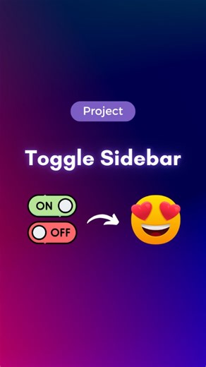 Mukul | Developer on Instagram: "🔥 Toggle Sidebar using HTML 🤯 #toggle #sidebar #htmlcoding #htmlcssproject #trending #softwareengineer #codinglife💻 #viralreels #javascript #frontenddeveloper #learntocode #softwaredeveloper #learnjavascript #uideveloper #uiux #uxdesign #projectbasedlearning #programming"