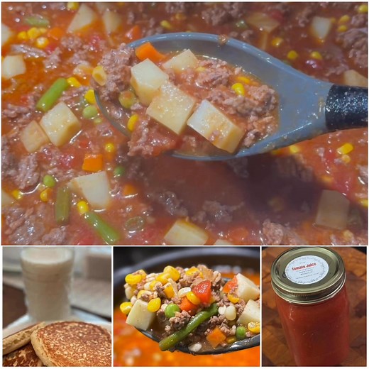 Hobo Stew … Easy Mulligan Stew … Poor Man’s Stew … Hamburger Vegetable Soup … Whatever you call it, it’s what’s for dinner. When Husband’s dad made this stew, he cleaned out the refrigerator! It’s a great way to use those leftover veggies. When better than ground beef wasn’t affordable, It stretched a pound of ground beef to feed a family … Thus “hobo” or “poor man’s” stew. Maybe I should call it “A pot of comfort”. With all this cold rain, it’s gonna hit the spot with Buttermilk Cornbread. ❤️ I