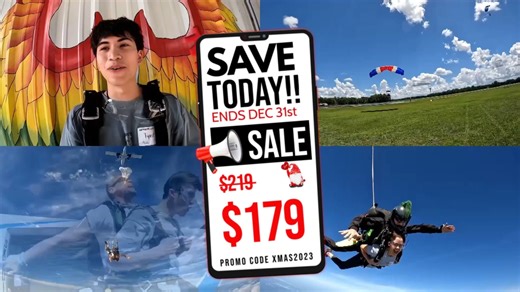 27 reactions | Skydive City's End of the Year Tandem Special Promo Code xmas2023 Book now at https://bookings.burblesoft.com/index/53/18 | Skydive City | Facebook