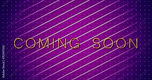 Coming Soon 4K typographic announcement golden shiny glittering text animation. Promotion discount and sale text motion graphic. Advertisement Golden film movie broadcast alert title reveal footage.
